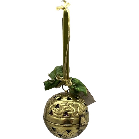 Holiday | Vintage Hinged Brass Pomander Ball Ornament Cranapple Spice ...